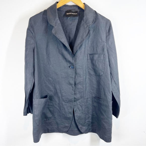 Emporio Armani | Jackets & Coats | Emporio Armani Linen Navy Blazer Jacket | Poshmark
